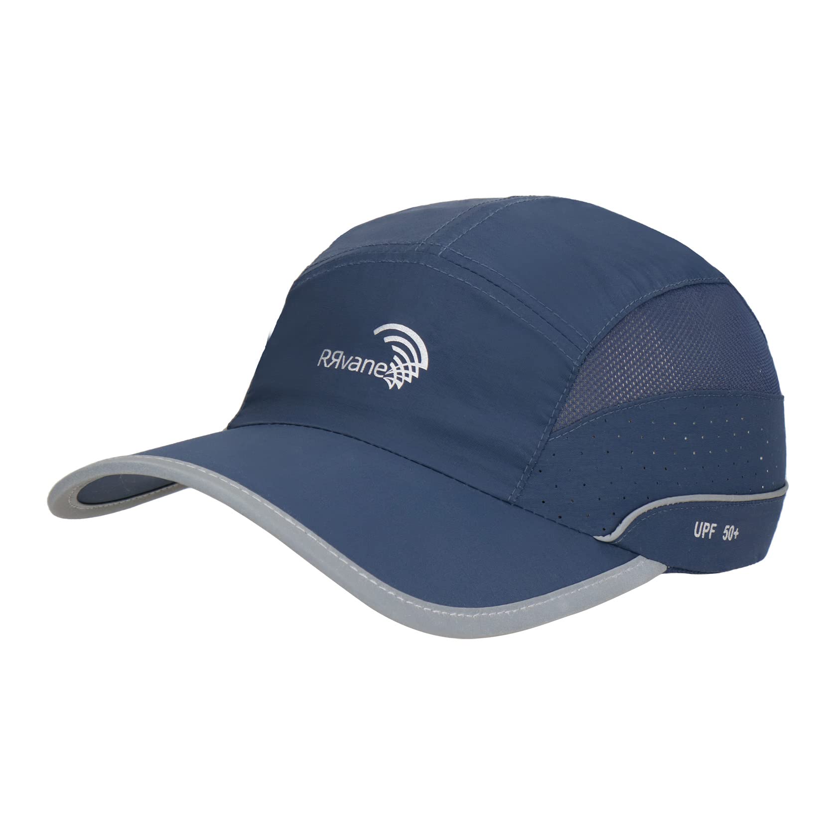 UPF50+ Quick Dry Outdoor Sports Hat Polyester Running Cap Reflective Baseball Cap,Fit 22"~24-3/8" for Unisex (Navy, Classic)