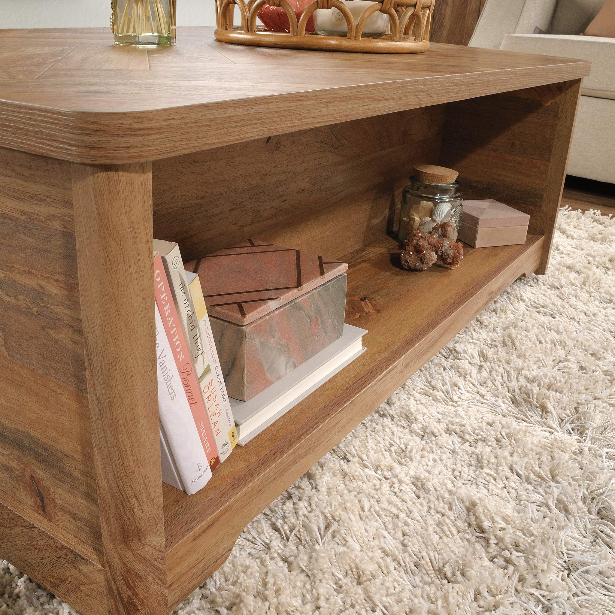 Sauder Coral Cape Coffee Table, L: 42.44" x W: 29.25" x H: 16.50", Sindoori Mango Finish