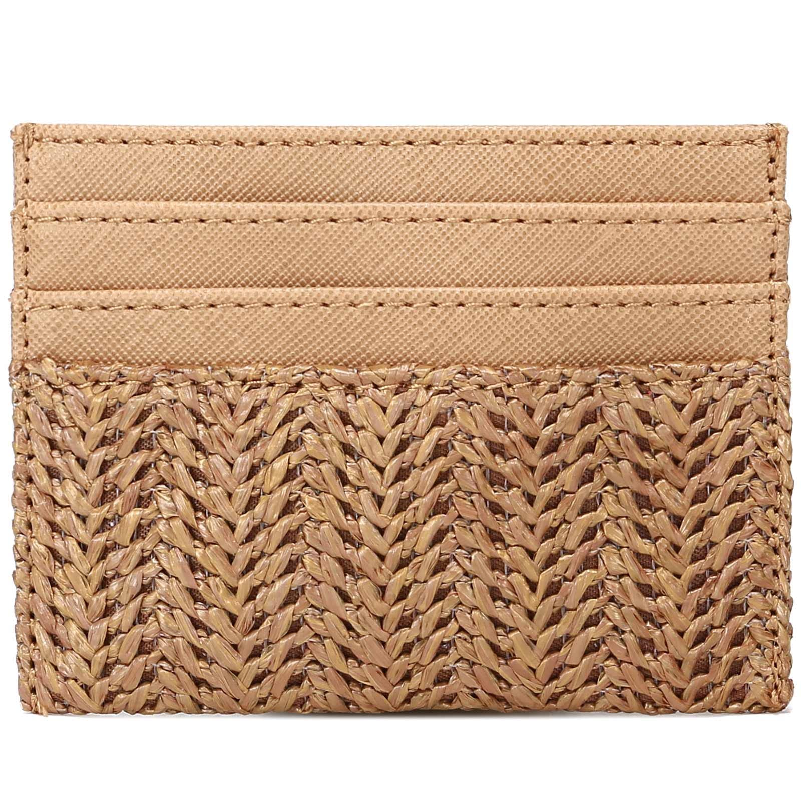 YIKOEE Straw Purse for Women Summer Beach Woven Bag With PomPom (Light Khaki)