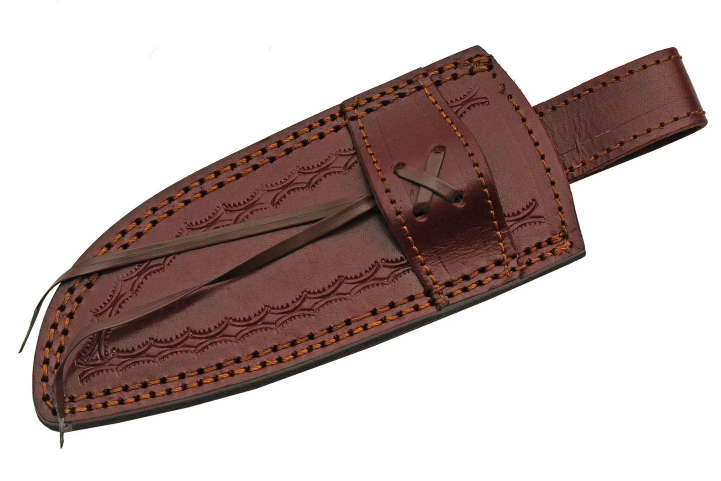 Szco Supplies 8.5" Damascus Steel Bone Handle Hunting Knife with Sheath, White/Turquoise (DM-1275)