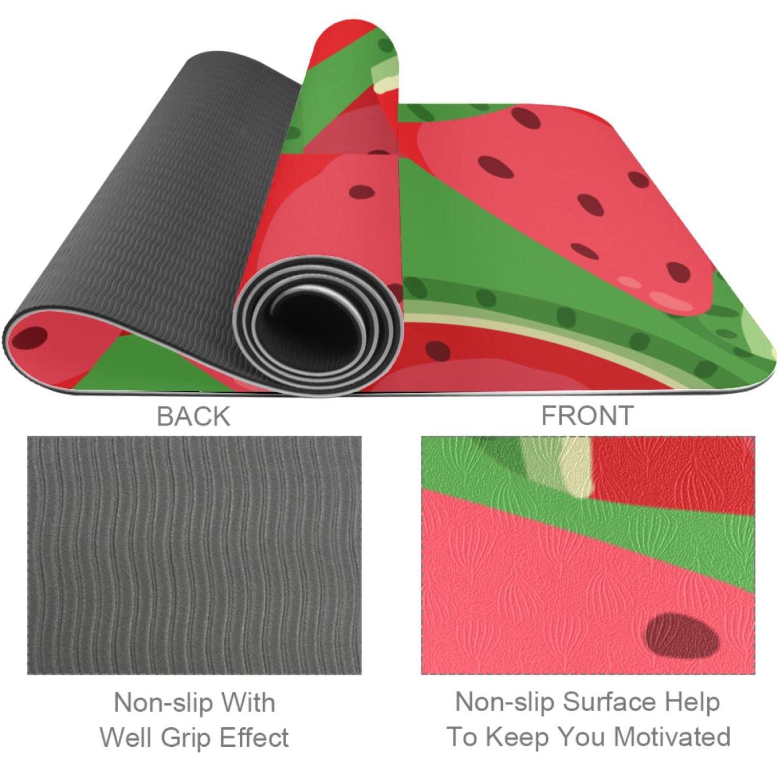 Yoga Mat, Yoga Mats for Home Workout, Workout Mat, Exercise Mats, Pilates Mat, Fruit Watermelon