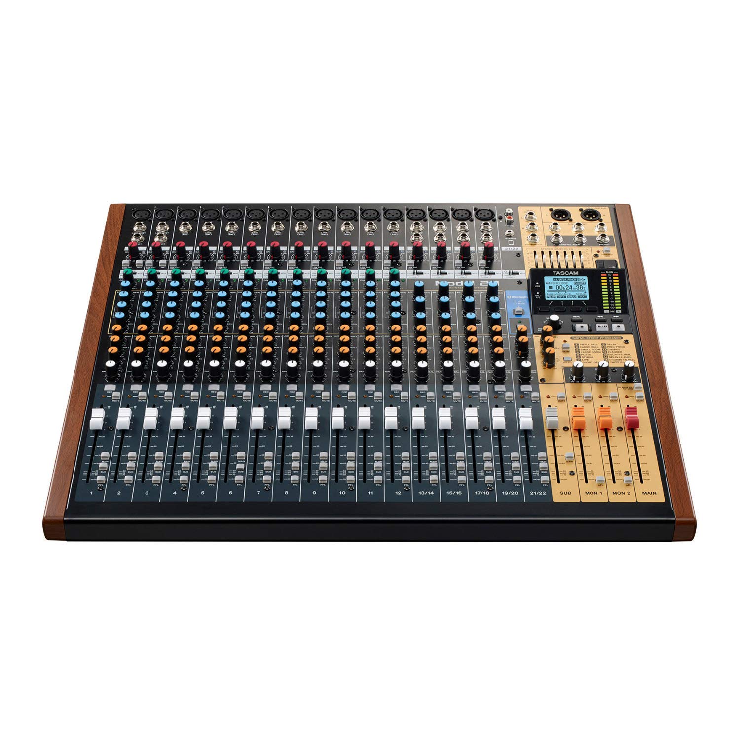 Tascam Model 24: 24-Channel Multitrack Recorder Bundle with Integrated USB Audio Interface and Analog Mixer with Studio Monitor Closed-Back Headphones, XLR Cables, and TRS Cables (8 Items)