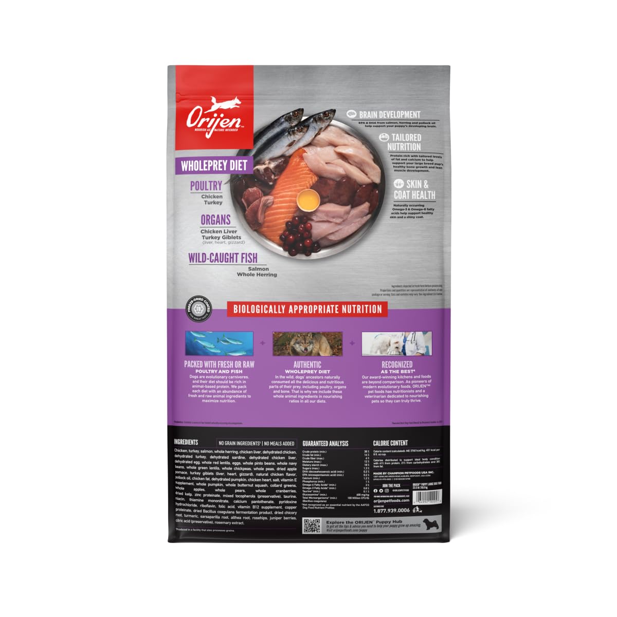 ORIJEN Dog Puppy Recipe, 25lb, High-Protein Grain-Free Dry Puppy Food, Packaging May Vary