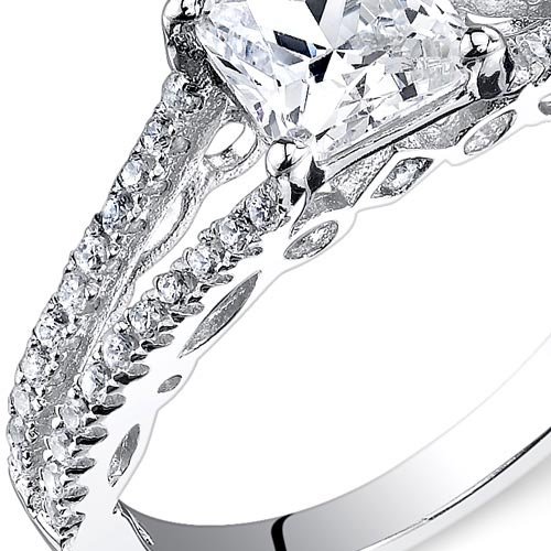 PEORA 1.29 Carats Sterling Silver Halo Design Princess Cut Cubic Zirconia Engagement Ring Size 7, Available In Sizes 5 To 9