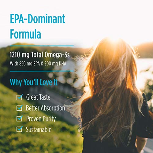 Nordic Naturals ProEPA, Lemon - 120 Soft Gels - 1210 mg Omega-3 - High-Intensity EPA Formula for Healthy Mood, Heart Health & Cellular Function - Non-GMO - 60 Servings