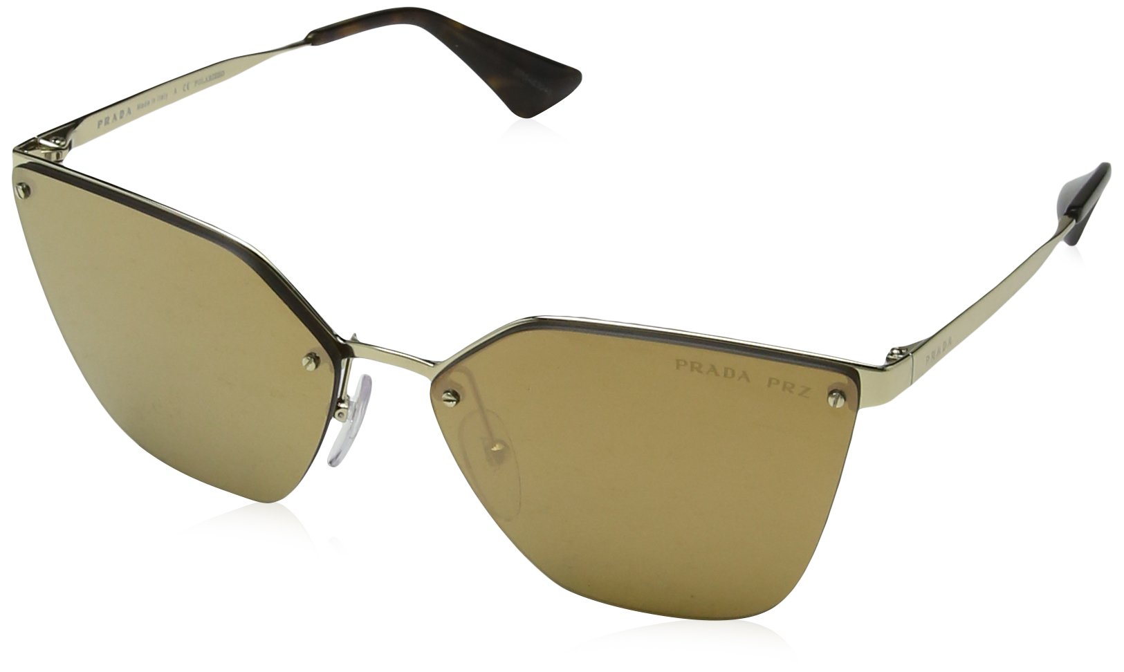 Prada PR 68TS - ZVN5N2 Sunglasses CATWALK PALE GOLD w/DARK BROWN MIRROR GOLD POLAR 63mm