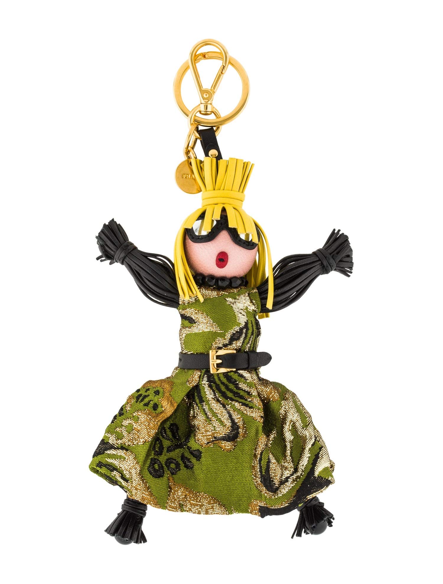Prada Trick Pelle Felce Green Dress Jasmine Doll Keyring 1TL171
