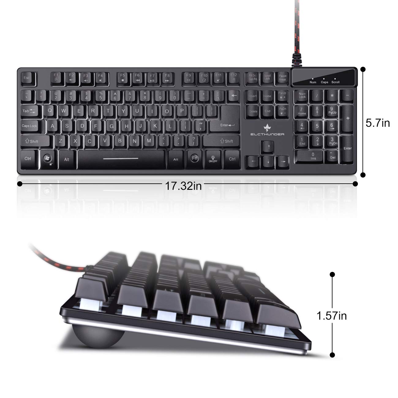 RGB Gaming Keyboard USB Wired Gaming Keyboard with Dedicated Media Controls, Multiple Color Rainbow LED Backlit, Spill-Resistant and Durable Design for Desktop, Laptop