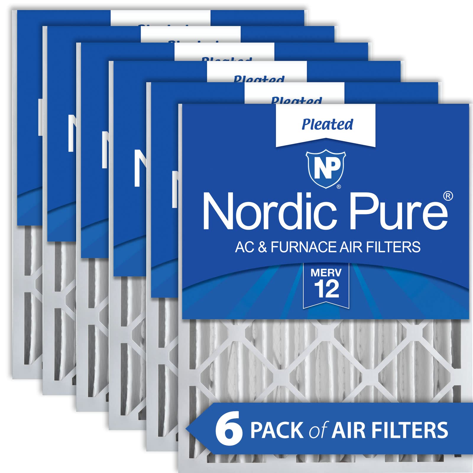 Nordic Pure 20x20x4 (19_1/2 x 19_1/2 x 3_5/8) Pleated MERV 12 Air Filters 6 Pack