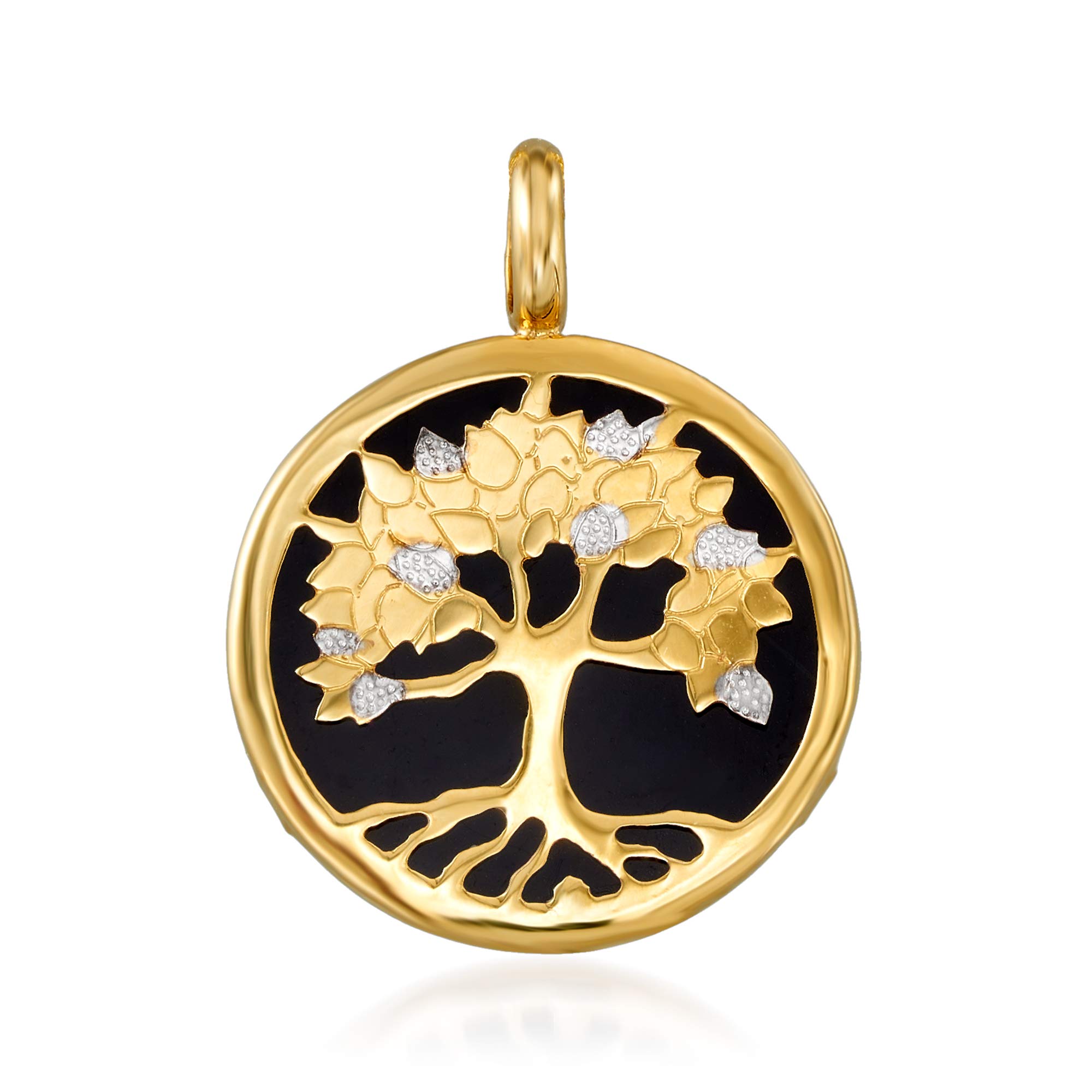 Ross-Simons 17mm Black Onyx Tree Of Life Pendant in 14kt Yellow Gold