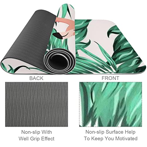 Yoga Mat, Yoga Mats for Home Workout, Workout Mat, Exercise Mats, Pilates Mat, flamingo leaves tropical plants pattern