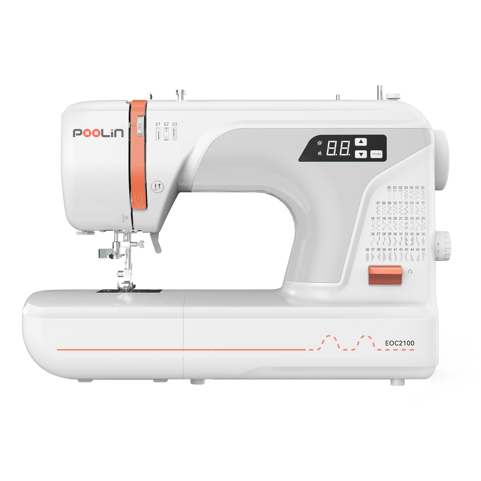 Poolin Mechanical Sewing Machine - 108 Stitches Applications with Instruction Manual, Quick Start Guide & Social Medio Video Tutorials, Include Accessories, EOC990