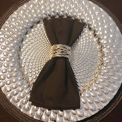 SKAVIJ Metal Mesh Napkin Rings Set for Dining Table Decoration (Dia-2 Inch, Pack of 12, Silver)