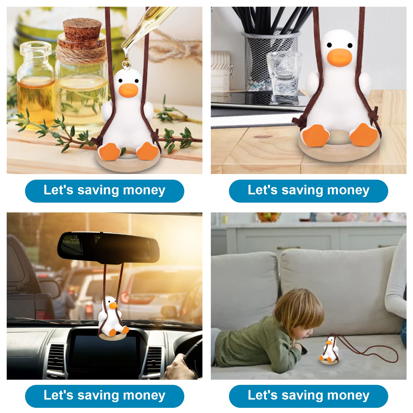 Super Cute Duck on Swing car Decoration Accessories (Duck-A)