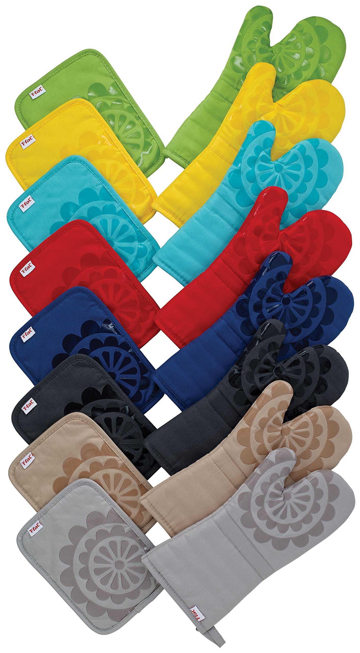 T-fal Textiles 30948 Medallion Design 100-Percent Cotton Silicone Pot Holder, Red, Individual