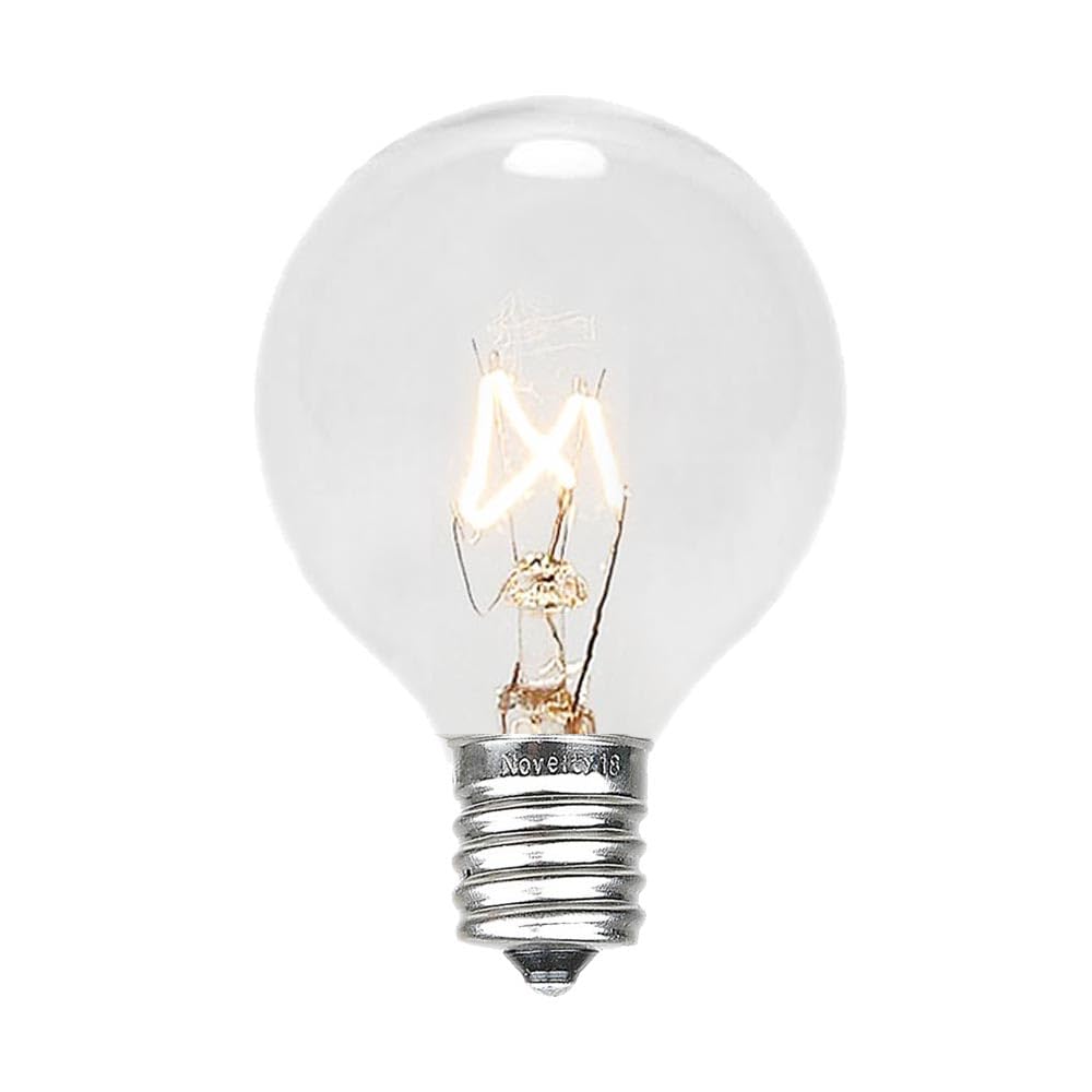 Novelty Lights 25 Pack G40 Clear Outdoor Globe Bulbs, Light Bulbs Glass Incandescent Bulbs with 3000 Hour Lifespan, Globe String Lights Replacement Bulbs