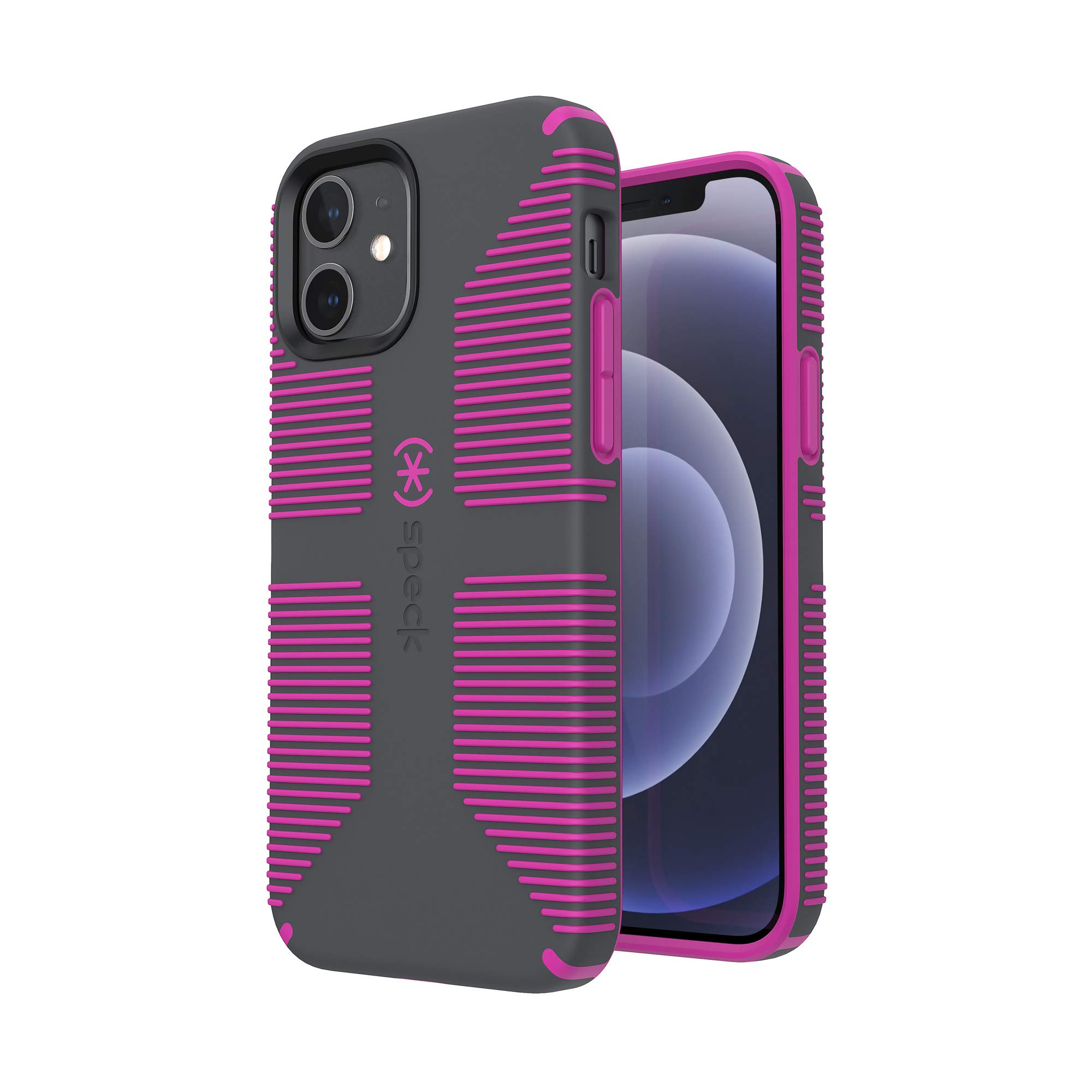 Speck iPhone 12 Case - Drop Protection Fits iPhone 12 Pro & iPhone 12 Phones - Scratch Resistant Dual Layer Case with Soft Touch Coating Extra Grip Case - Slate Grey, it's a Vibe Violet CandyShell Pro
