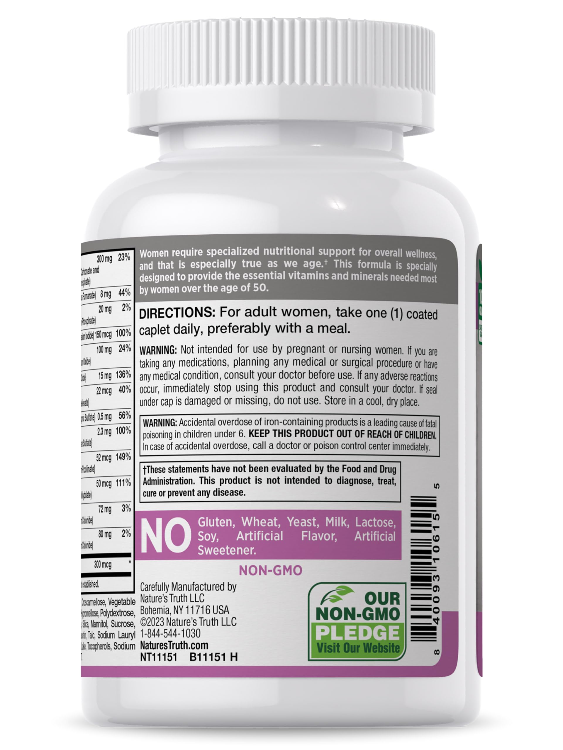 Multivitamin for Women 50 Plus | 100 Caplets | Non-GMO & Gluten Free | ABC Complete Multivitamin | by Nature's Truth