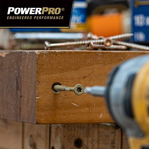 Power Pro 48610 Wood Screws, #9 x 2-1/2", Premium Outdoor Deck Screws, Rust Resistant, Epoxy Coated Bronze, 5lb Tub, 501 pcs