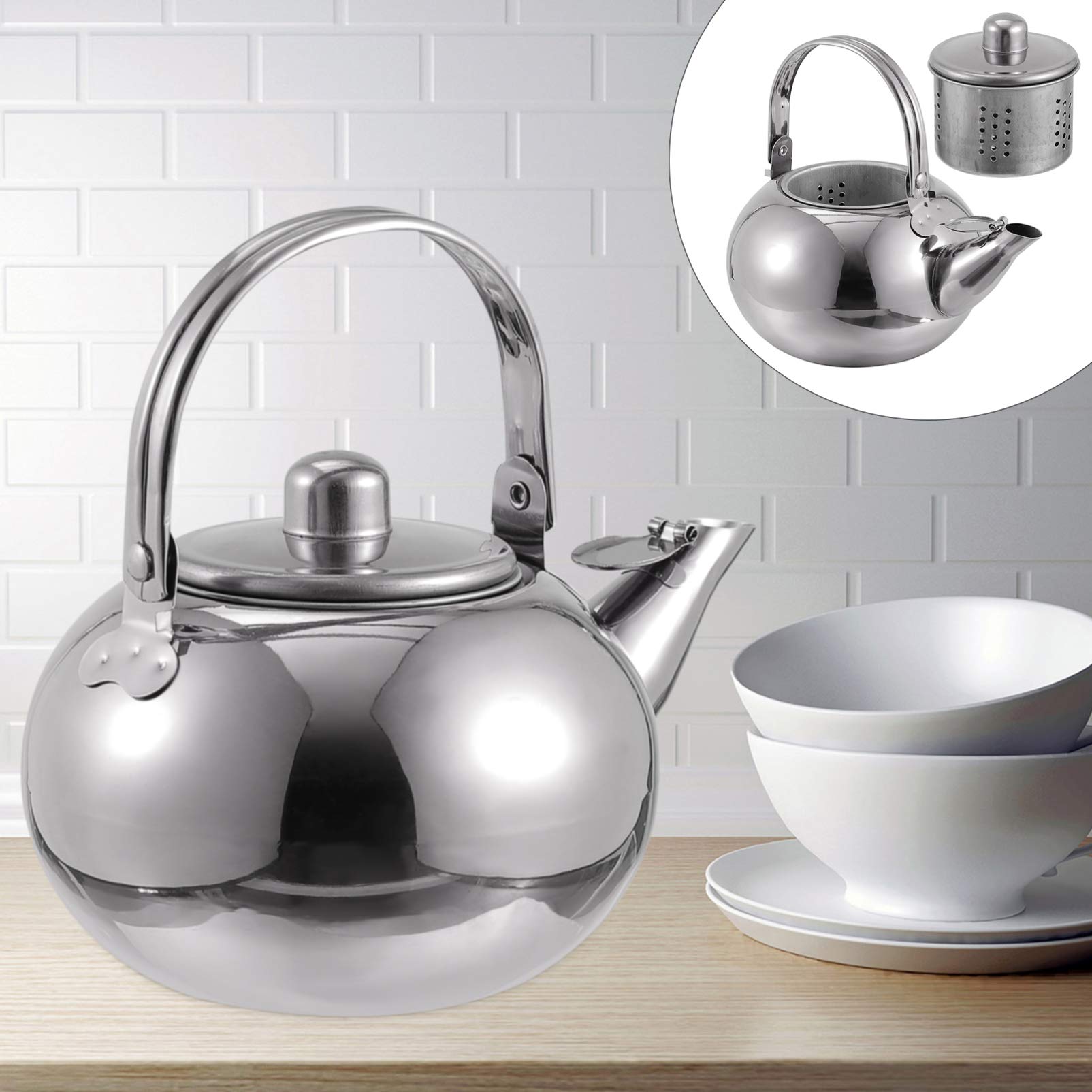OSALADI Stainless Steel Tea Kettle with Filter Stovetop Tea Pot 1L Boiling Teapot Coffee Tea Kettle Heating Water Container Water Boiling Kettle Hot Water Kettle for Outdoor Camping Gas Stovetop