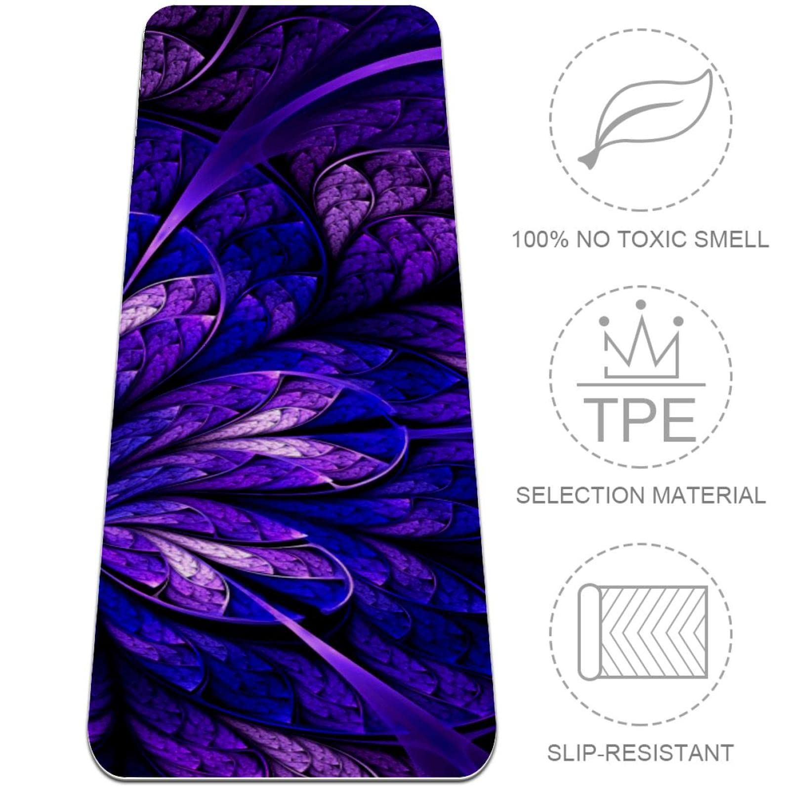 Yoga Mat, Yoga Mats for Home Workout, Workout Mat, Exercise Mats, Pilates Mat, 3D Purple Flowers