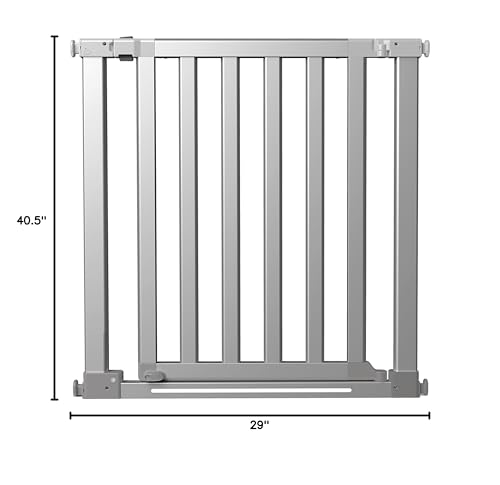 Munchkin Luna Baby Gate with LED Light, Turn Key Mounted Safety Gate for Stairs, Hallways and Doors, Walk Through with Door, Silver , 29x40.5 Inch (Pack of 1)