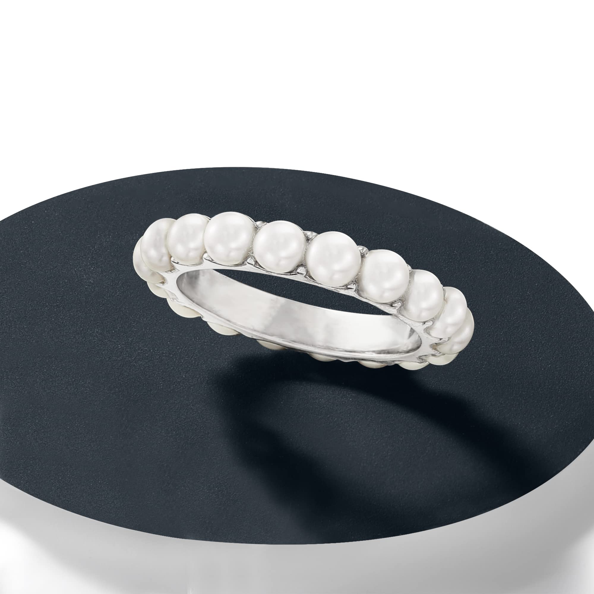 Ross-Simons 3.5mm Cultured Pearl Eternity Band in Sterling Silver. Size 8