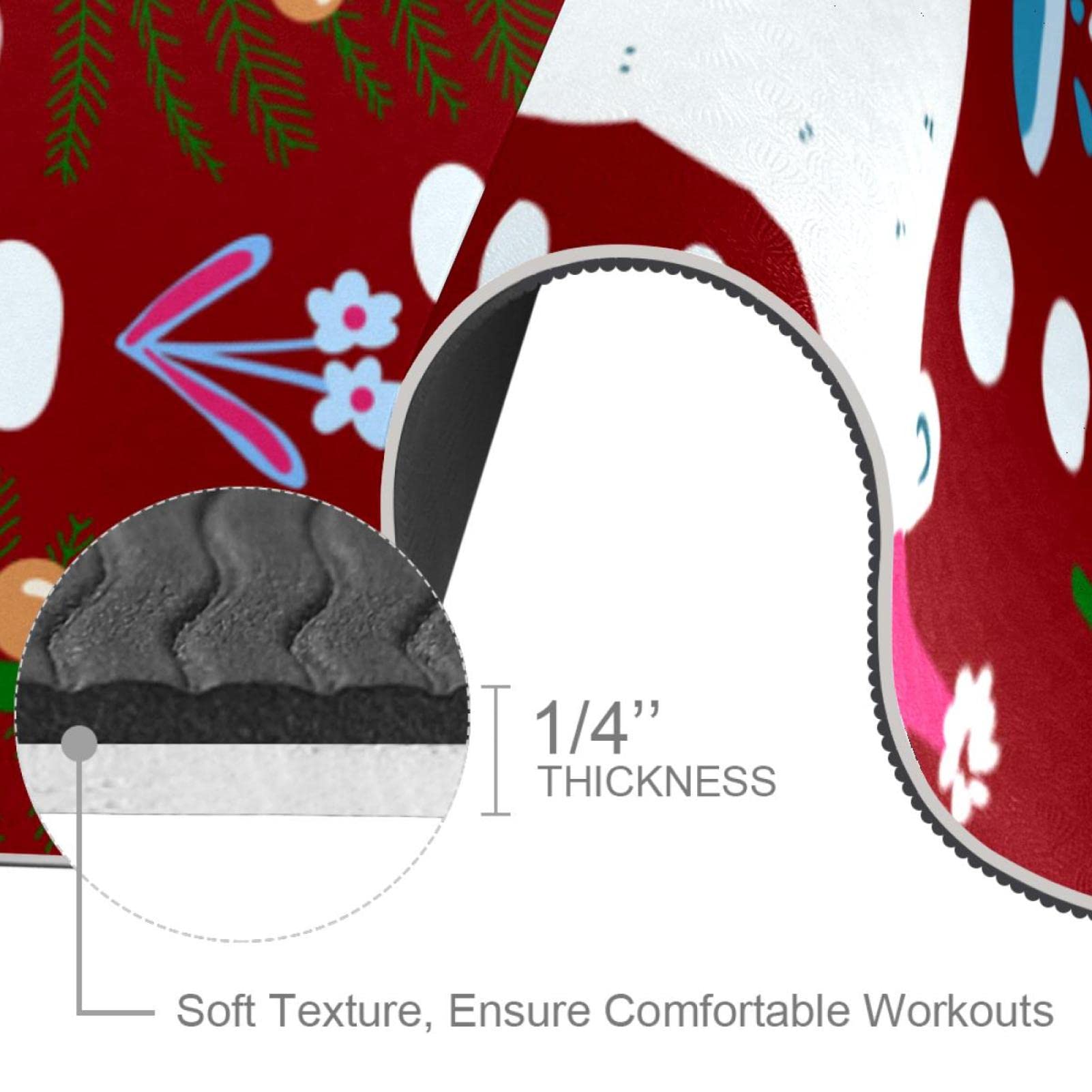 Yoga Mat, Yoga Mats for Home Workout, Workout Mat, Exercise Mats, Pilates Mat, Winter Bear Tree Flower