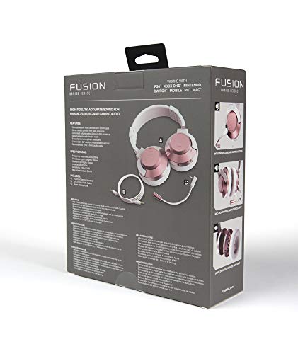 PowerA Fusion Wired Stereo Gaming Headset with Mic for PlayStation 4, Xbox One, X, Xbox One S, Xbox 360, Nintendo Switch, PC, Mac, VR, Android, and iOS - Rose Gold - Not Machine Specific
