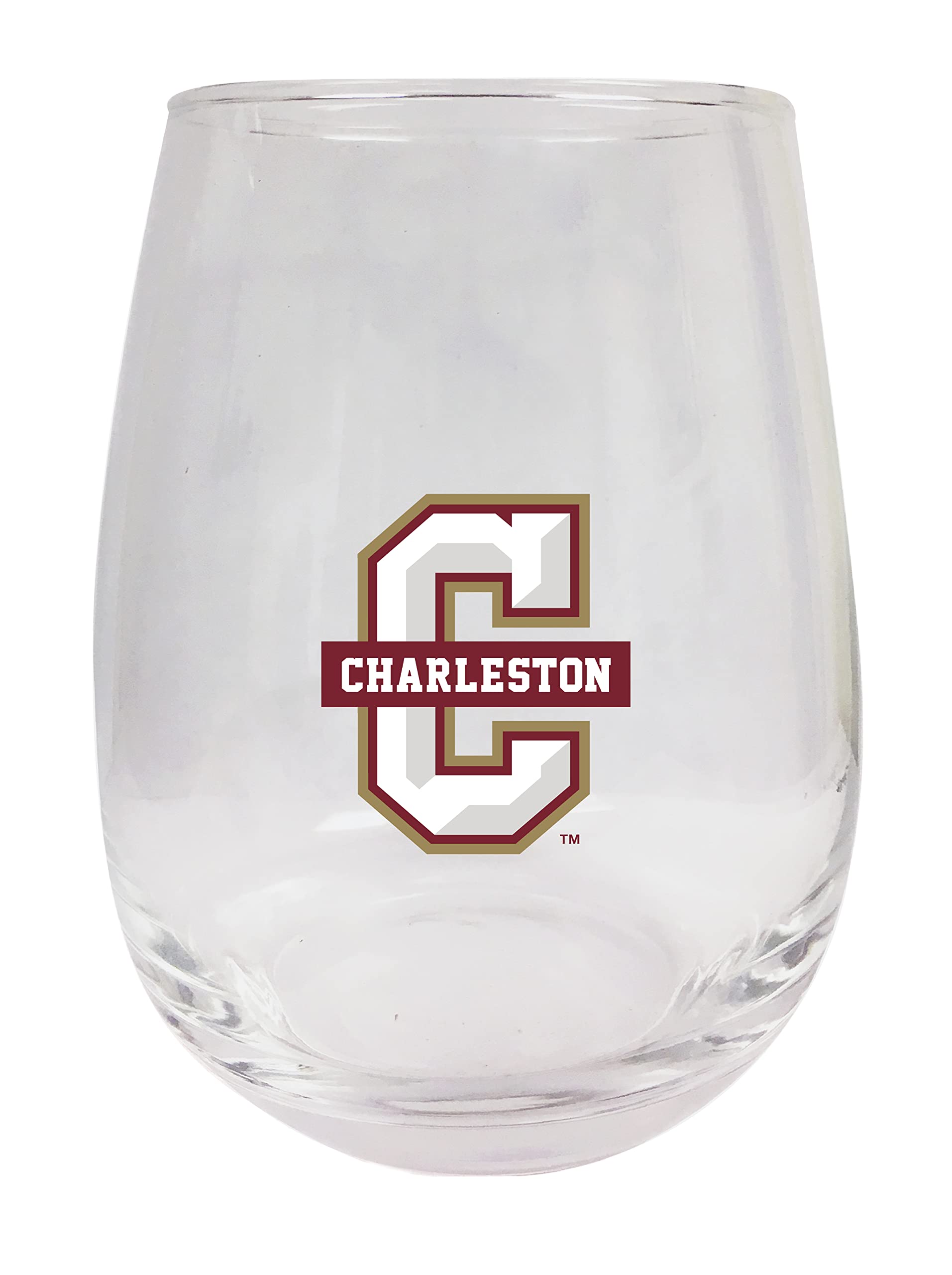 R and R Imports College of Charleston 15 oz Stemless Wine Glass (2-Pack) Officially Licensed Collegiate Product