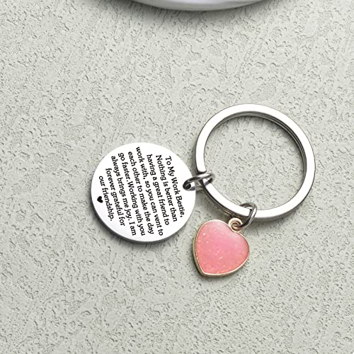 ZNOSVEI Work Bestie Keychain Coworker Gift Retirement Key Ring Colleague Jewelry Subordinate Gift, Work Bestie Keychain, Standard