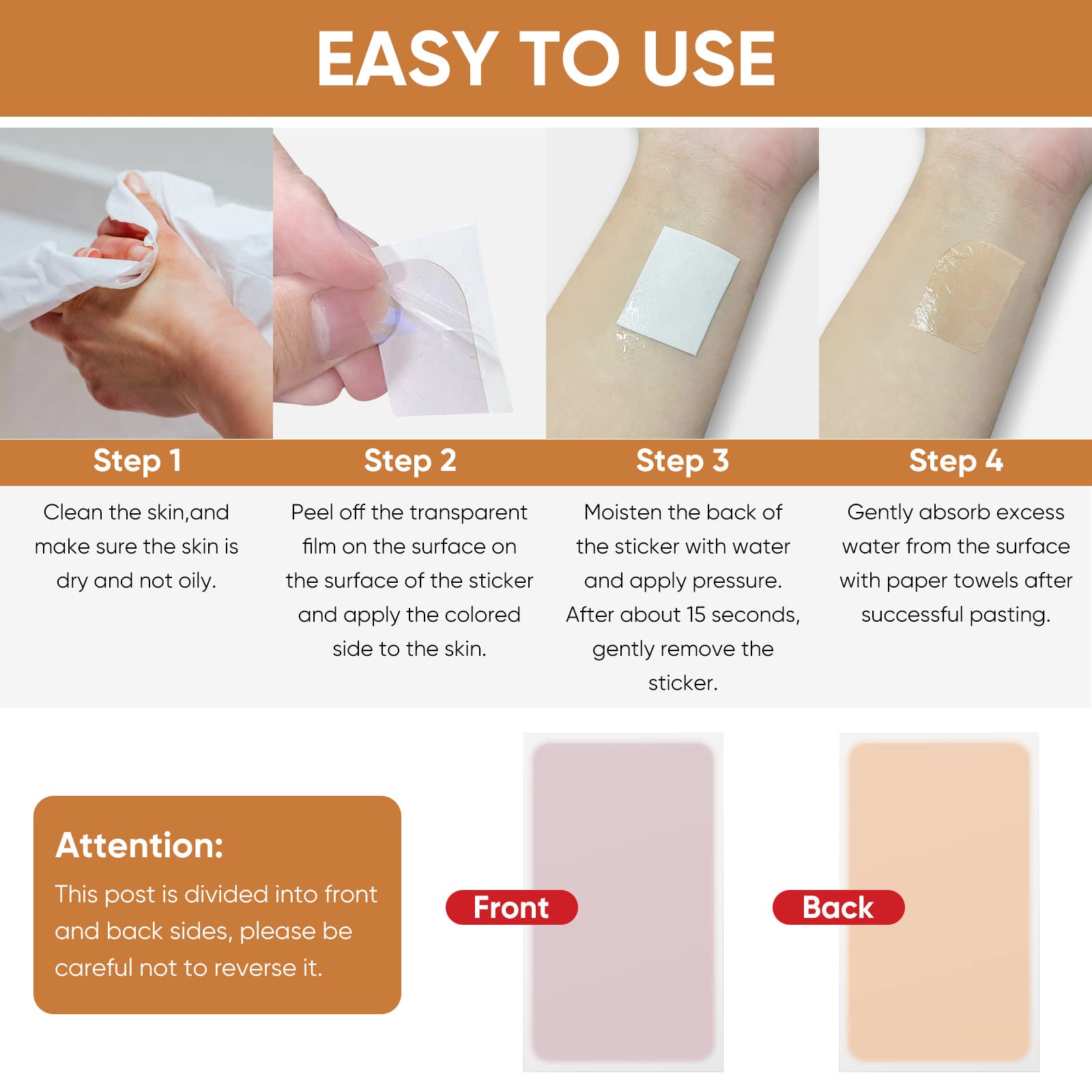 Tattoo Cover Up Tape, Ultra Thin Patch for Tattoo Scar and Birthmarks, Invisible Waterproof Skin Tone Concealer Sticker for Covering Up Scars Tattoos,6 Count (Pack of 1)