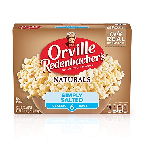 Orville Redenbacherâs Naturals Simply Salted Microwave Popcorn, Gluten Free, 6 Count Popcorn Bags (6 Boxes)