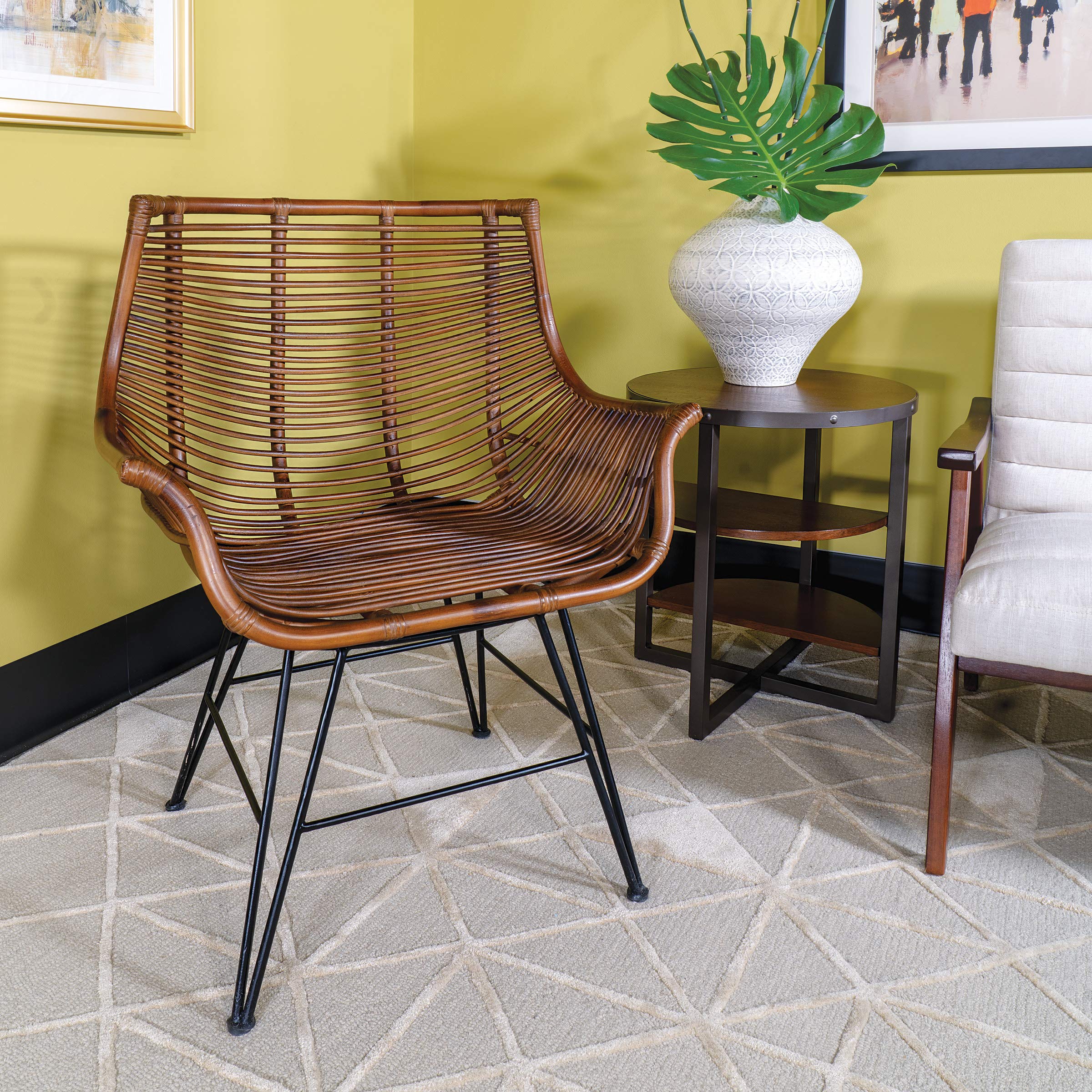 OSP Home Furnishings Dallas Rattan Club Chair, Brown