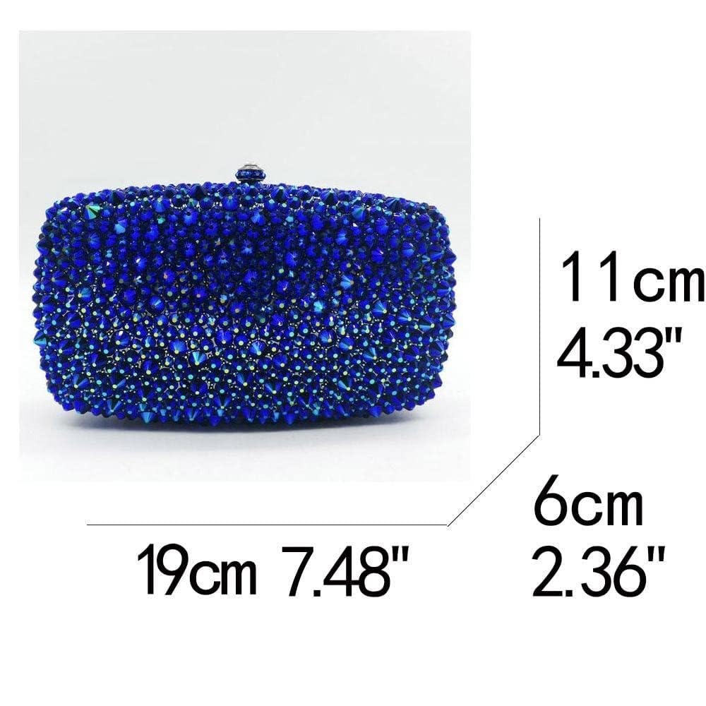 Women Blue Crystal Evening Clutch Purse and Handbag with Spikes Wedding Diamond Metal Clutches (Color : Blue, Size : One size)
