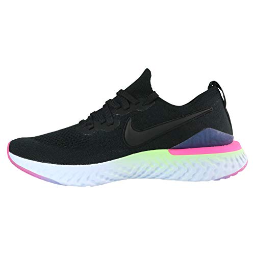 Nike Women's Epic React Flyknit 2 Running Shoe (7, Black/Saphire/Lime Blast)