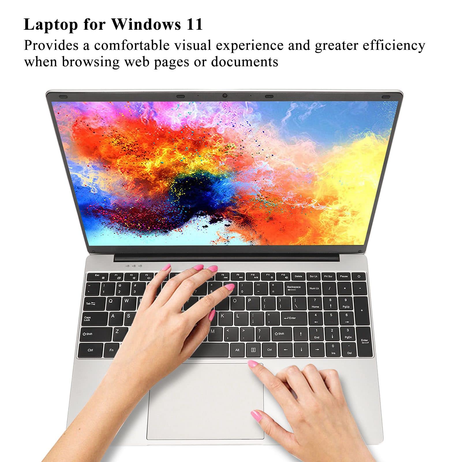 Tangxi Ultra Thin 15.6inch Laptop for Windows 11, 1920x1080 FHD IPS Eye Protection Notebook Computer with Fingerprint Reader, Business Laptop for Intel Celeron N5095