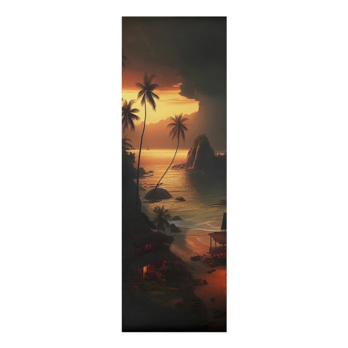 Yoga Mat - Tropical Sunset Art Style: Super Resistant, Firm and Comfortable Foam