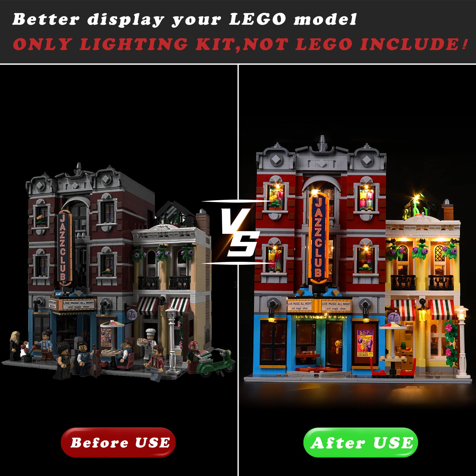 Xunsan LED Light Kit for Lego Jazz Club 10312 Building Blocks,Compatible with Lego Jazz Club Set,Light up Your Lego 10312 Model,Standard Version(NOT Include Lego Model)