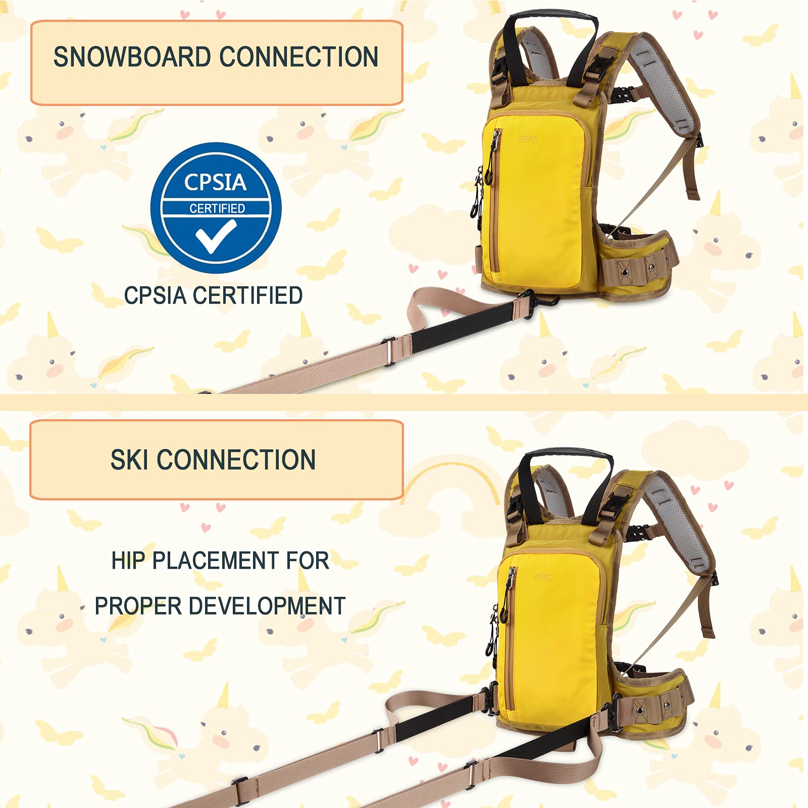 QOGIR Ski and Snowboard Harness for Kids: Learn to Ski Safely and Teach Your Child The Speed Control of Skiing, Ski Harness Trainer with Mini Backpack and Retractable Leash, Perfect for Beginner