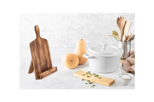 Valentines Day Gifts Wooden Cookbook Stand Recipie Book Holder for Cooking Cook Book Stand Chopping Board Style Foldable Easel for Kitchen Ipad Tablet (Brown)