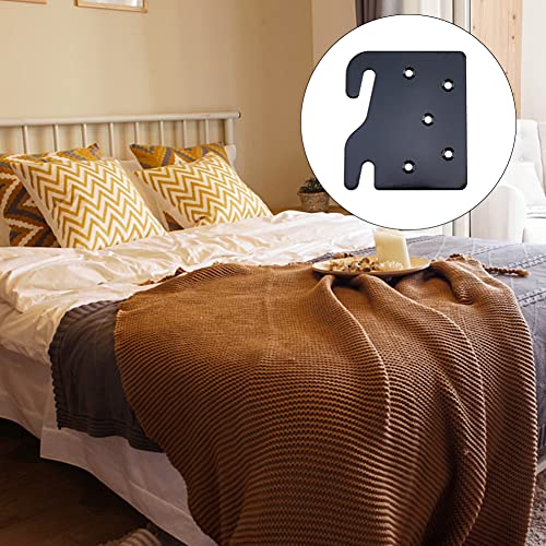 SUPERFINDINGS 4Pcs Bed Rail Bracket Hook Plate with 20Pcs Tapping Screw Black Iron Sofa Couch Sectional Connector Foot and Headboard Replacement Accessory Hole: 5mm for Wooden Frame Repairing