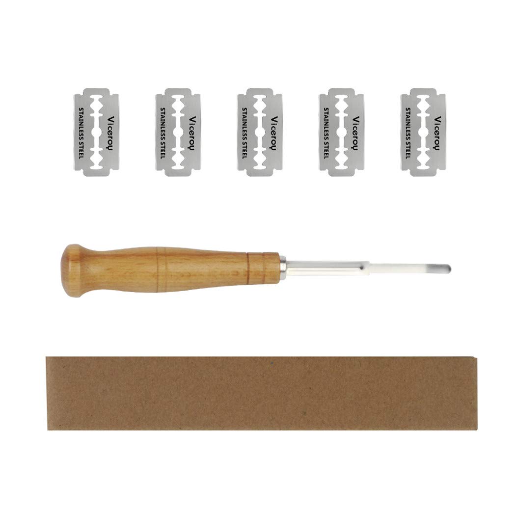 Picowe Bread Lame with Replaceable 5 Blades, Bread Lame Dough Scoring tool, Lame Bread Slashing Tool, Bakers Lame for Cutting Bread including Leather Protective Cover