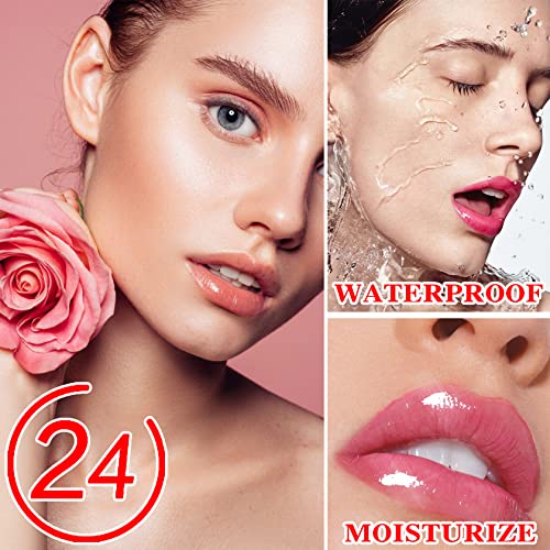 WYBLZPXZ 2Pcs Clear Crystal Flower Jelly Lipstick,PH Magic Temperature Color Changing Lipstick,Lip Gloss,Long Wear Nutritious Tinted Lip Balm,Moisturizing Lip Stick Makeup Set (Set A)