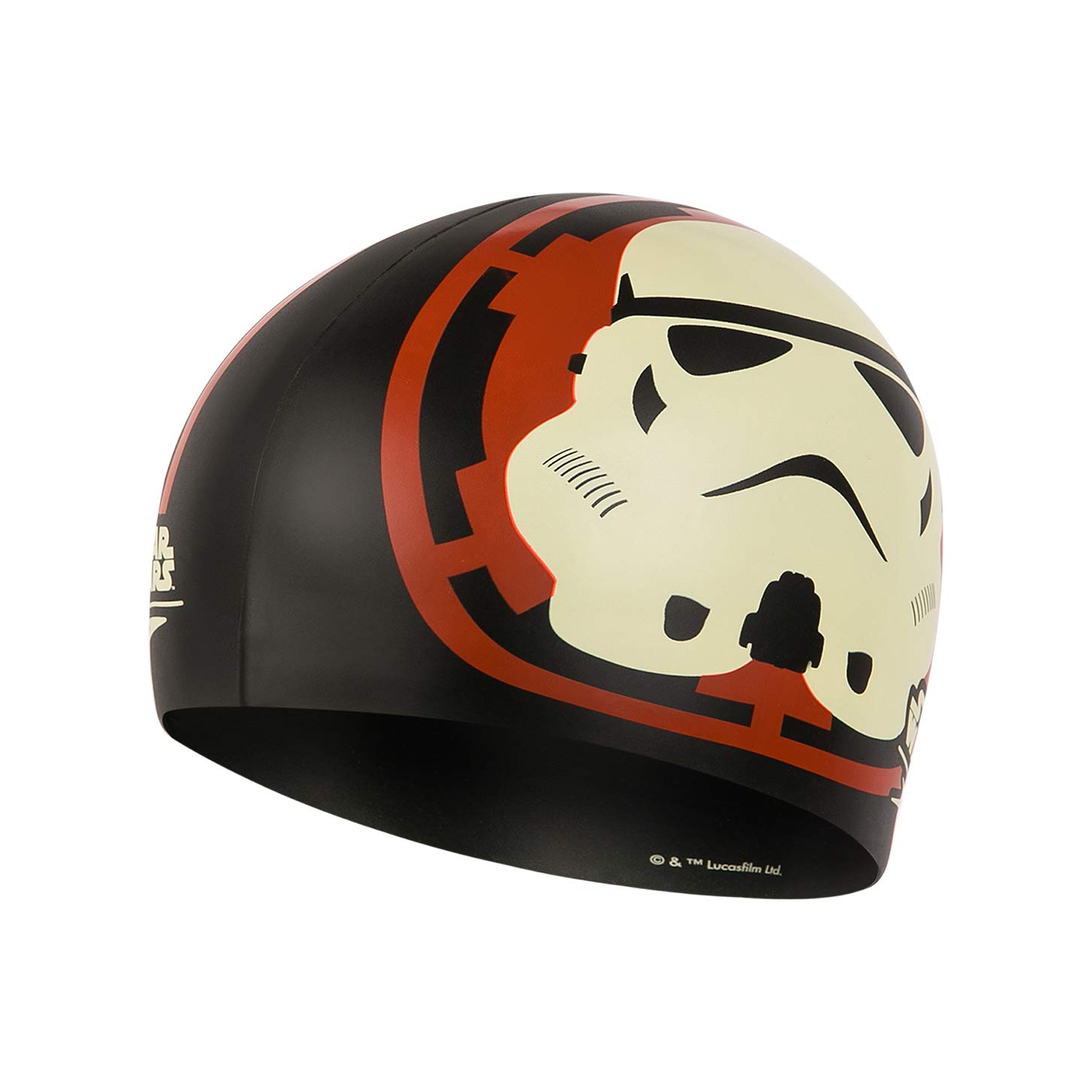 Speedo Unisex-Youth Star Wars Junior Print Cap Stormtrooper Swimming, Black/red/White, One Size