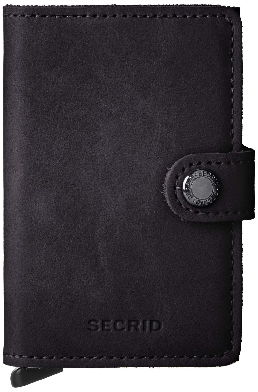 SECRID mini wallet genuine Blue leather with Titanium RFID protection/with one click all cards slide out gradually (Blue Titanium)
