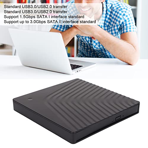 Zopsc-1 Portable External Optical Drive Box, 5 Gbps High Speed USB C Enclosure Optical Player Box for SATA Drive Writer Reader for PC Laptop Desktop