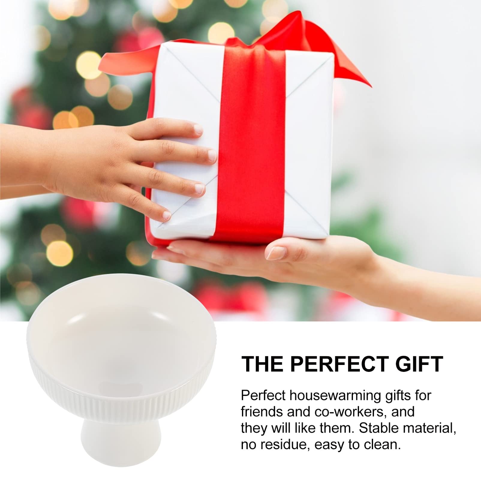 Yardwe Ceramic Footed Bowl Decorative Fruit Holder Dessert Display Stand for Kitchen Counter Centerpiece Table (4.7 Inches in Diameter, White)