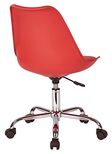 OSP Home Furnishings Emerson Student Armless Pneumatic Office Chair with Wheels, Red