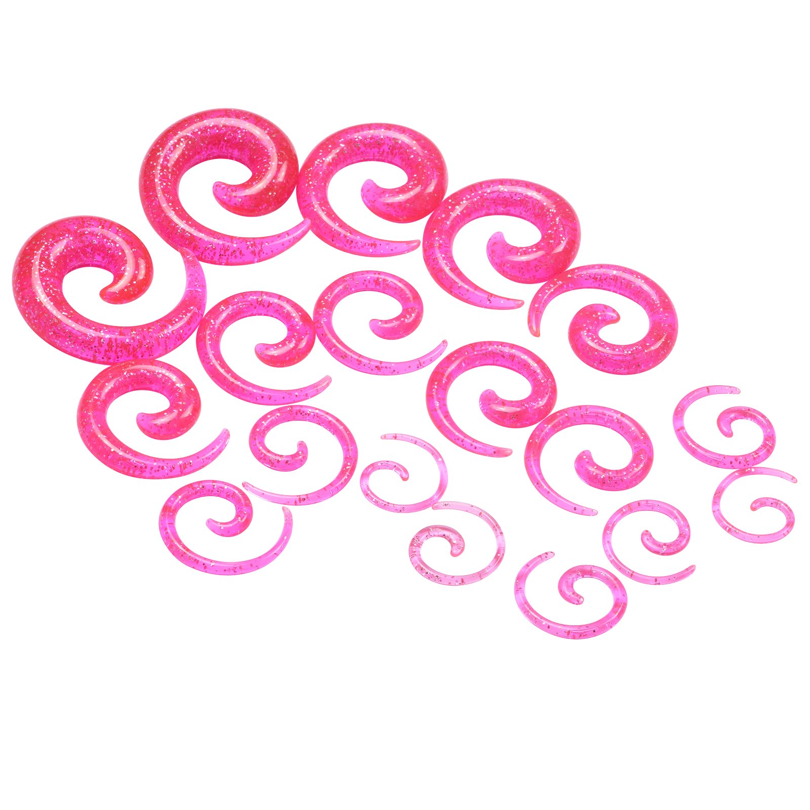Oyaface 54PC Gauges Kit Ear Stretching 14G-00G Acrylic Spiral Tapers Plugs Body Piercing Set Pink